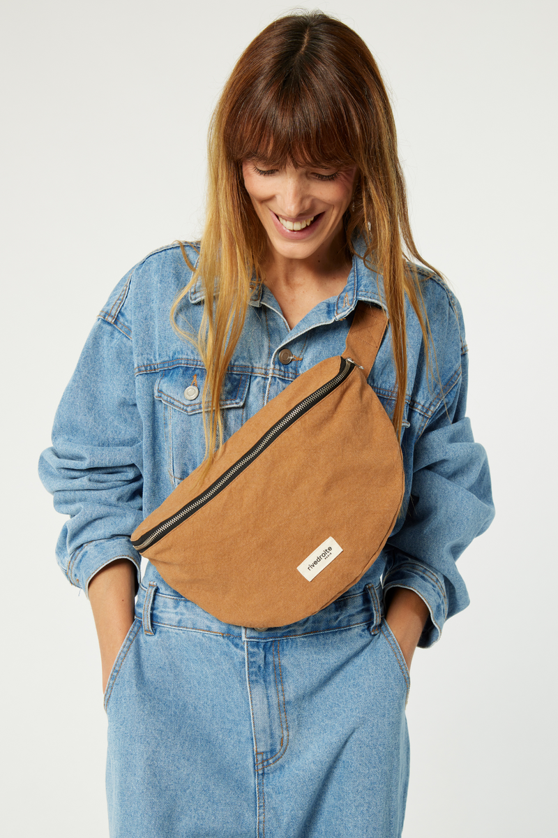 Custine XL the waist bag - Recycled cotton Tobacco – Rivedroite Paris US