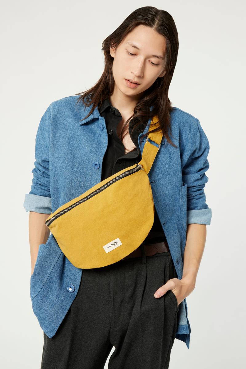 Custine XL the waist bag - Recycled cotton Mustard – Rivedroite Paris US