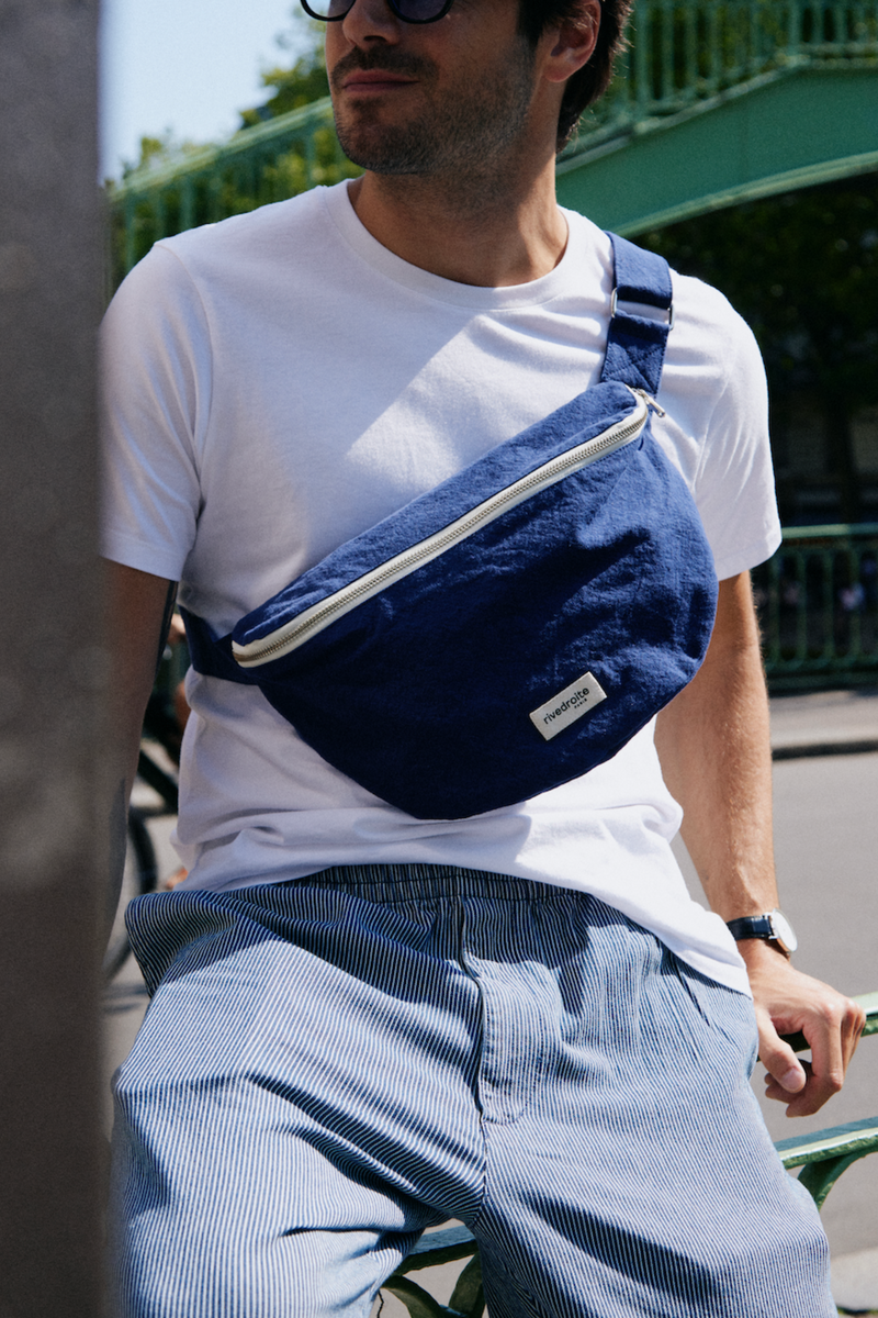 Custine XL the waist bag - Recycled cotton Midnight Blue – Rivedroite ...